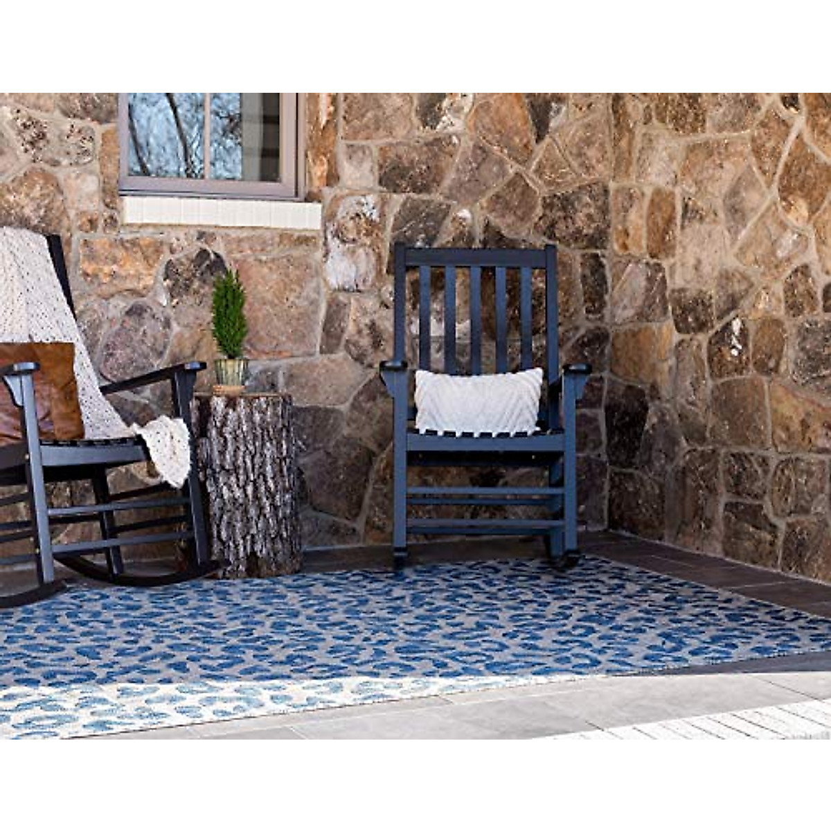 Unique Loom Outdoor Safari Collection Area Rug - Leopard (7' 1" x 10' Rectangle, Blue/ Gray)