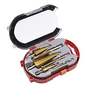 6Pcs Titanium Coated Drill Bit Set, Including 3 Sizes of Step Drill Bit and 3 Sizes of Serrated Twist Drill Bit for Metal Wood Hole Drilling