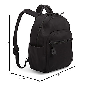 Vera Bradley womens Cotton Small Backpack Bookbag, Black - Recycled Cotton, One Size US