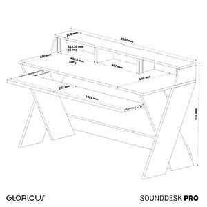 Glorious Sound Desk Pro White Professional Studio Workstation, White