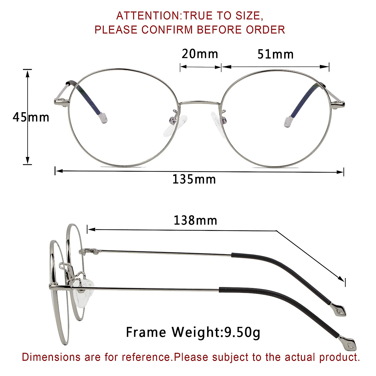 LifeArt Alloy Semi-Rimless Reading Glasses,Blue Light Blocking Glasses, Anti Eyestrain, Computer Gaming Glasses, TV Glasses for Women Men, Anti Glare (Silver, No Magnification)