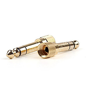 2 Pcs Adapter Brass Gold 1/4" 6.35mm to 3.5mm Plug Stereo Audio Headphone Screw mi