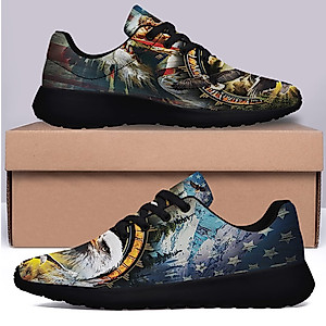 Native American Flag Pride Shoes for Men Women Running Sneakers Breathable Casual Sport Tennis Shoes Gift for Him Her Black Size 12