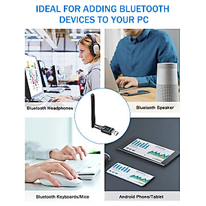 Long Range USB Bluetooth Adapter for PC USB Bluetooth Dongle Wireless Bluetooth Adapter for Headphones Speakers, 328FT / 100M,5.0 Bluetooth Transmitter Receiver for Windows 10/8 / 8.1/7