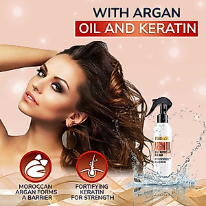 PURE NATURE Moroccan Argan Oil Shampoo and Conditioner Set with Heat Protectant Spray and Keratin Hair Mask