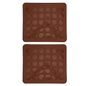 Silicone Macaron Mats, 2 Pieces of 30-Grid Macaron Pads Non-Sticking Kitchen Baking Molds Mats Pads for Making or Baking Macarons Cookies at Home Bakery Cake Shop