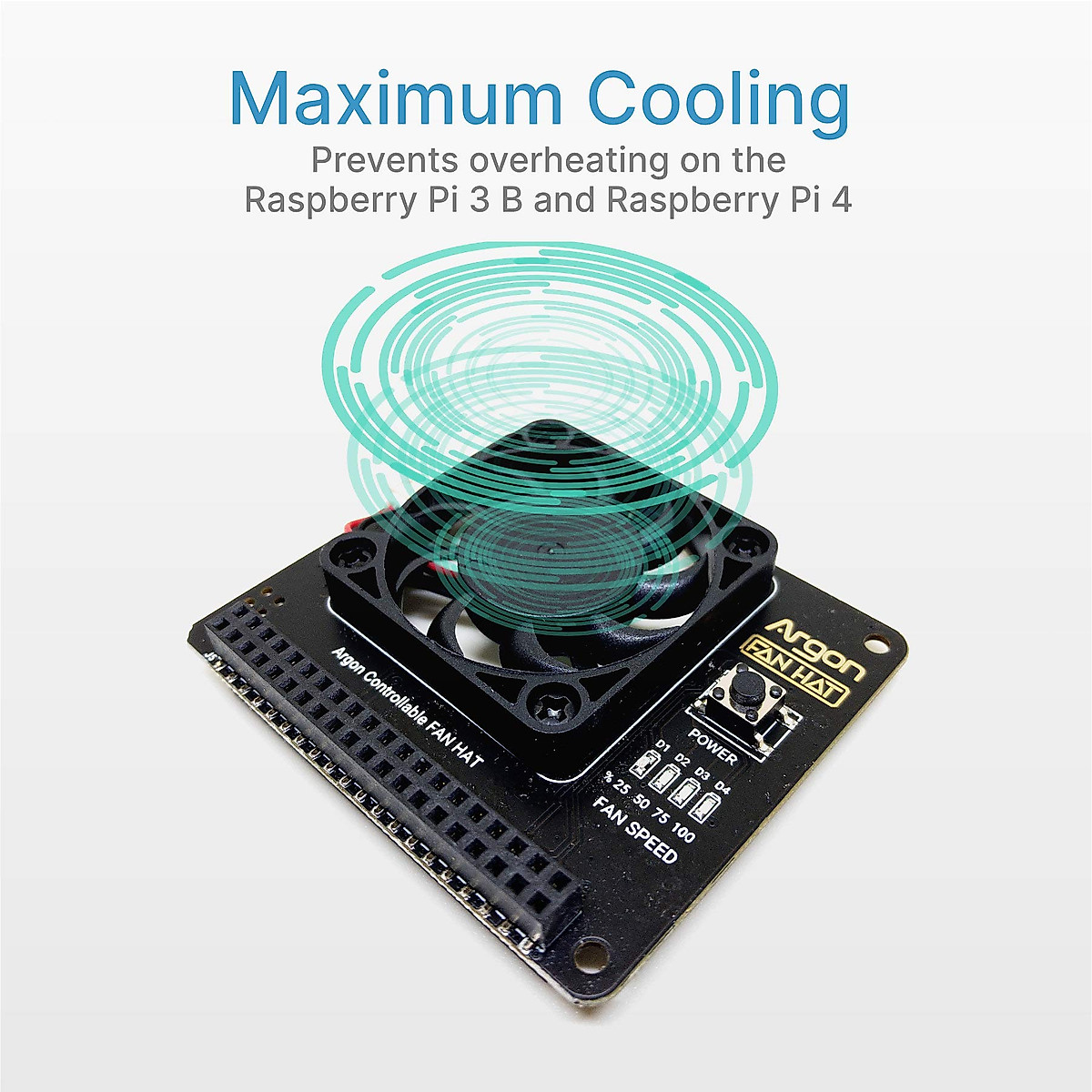 Argon NEO Case with Cooling Fan HAT for Raspberry Pi 4 | Supports Camera, and LCD Display | GPIO and PoE Pins are Accessible
