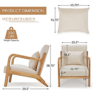 Esright Modern Accent Chairs for Living Room Set of 2, Mid Century Modern Living Room Bedroom Reading Comfy Lounge Chairs, Small Side Armchair for Bedrooms (Beige)