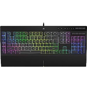 Corsair K55 RGB PRO XT - Dynamic Per-Key RGB Backlighting - Six Macro Keys with Elgato Stream Deck Software Integration - IP42 Dust and Spill-Resistant - QWERTY US Layout - Black
