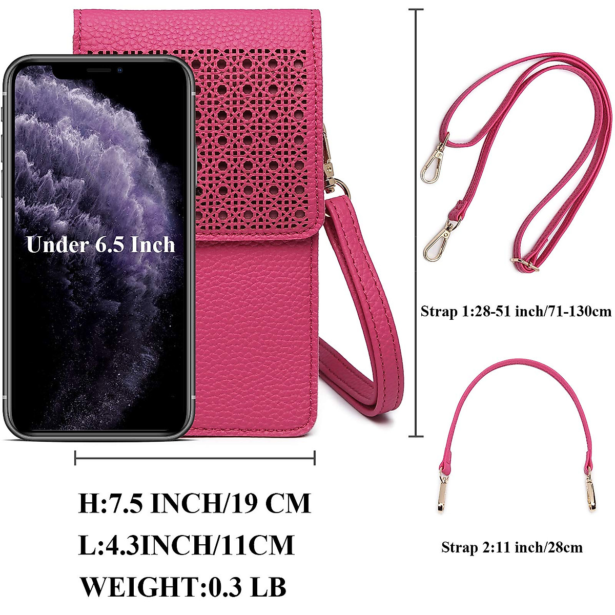 Laikiy Lightweight Leather Cell Phone Purse - Small Crossbody Bag Wristlet Purse