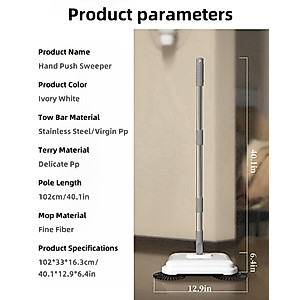 YONGYUN Hand Push Floor Vacuum Cleaner,Foldable Household Sweeper Dry & Wet, Multi-Purpose Household Office Lazy Suction Sweeper Cleaning Machine Floor Carpet