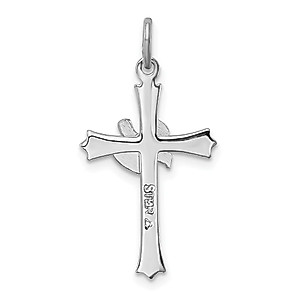 Auriga Fine Jewelry 925 Sterling Silver Rhodium-Plated Holy Spirit Cross Dove Pendant (L- 23 mm, W- 14 mm) Gift for Women