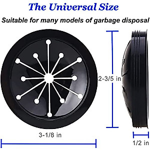 Garbage Disposal Splash Guards Collar Sink Baffle, 3-1/8 Inch Kitchen Sink Drain Splash Guard, Multi-Function Kitchen Drain Plugs for GE, Whirlaway, Sinkmaster and Waste King (Black)