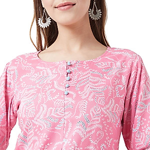 Tissu Women's Baby Pink & White Printed Tunic (Pink_3XL)