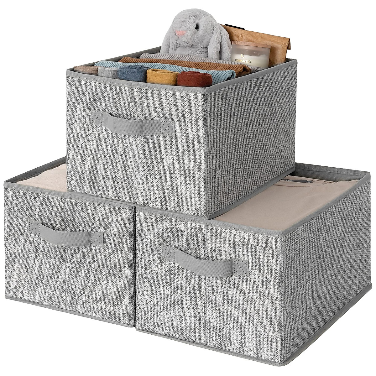 GRANNY SAYS Bundle of 3-Pack Rectangle Storage Bins & 1-Pack Hanging Closet Organizer