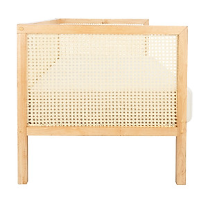 SAFAVIEH Home Collection Dune Coastal Natural Rattan 3-Seater Sofa with White Cushion (Fully Assembled)