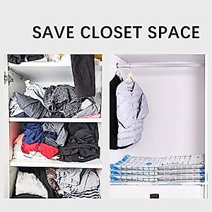 YIFEY Vacuum Storage Bags,6 Pack Jumbo Space Saver Bags,Vacuum Sealer Bags with Travel Hand Pump,Compression Bags for Store Clothes,Pillows,Quilts,Travel