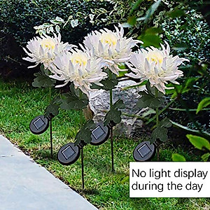 Emptystar Solar Light - Chrysanthemum Solar Light Outdoor Waterproof Artificial Flowers Solar Lights Garden Decoration Lamp Solar Powered with Metal Pole for Garden Yard, White