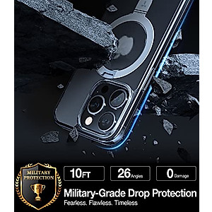 TORRAS 360° Rotatable Ring for iPhone 14 Pro Case [Compatible with Magsafe] with Stand, Magnetic Ring Mil-Grade Shockproof Translucent Back Slim 14 Pro Phone CaseOstand R, Mist Clear