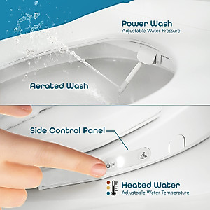 BidetMate 700 Series Electric Bidet Smart Toilet Seat with Side Knob Control - Instant Heated Water, Dryer and Seat - Adjustable and Self-Cleaning - Fits Elongated Toilets
