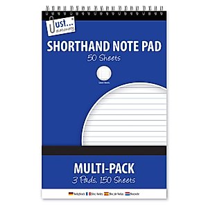 Just Stationery Shorthand Notebook 3 Pads, 150 Sheets