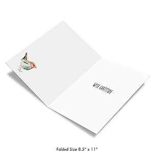 The Best Card Company - 1 Beautiful Thank You Card (8.5 x 11 Inch) - Pretty Flowers, Floral Gratitude Stationery Notecard with Envelope - Scripture Birds J7108ETYG