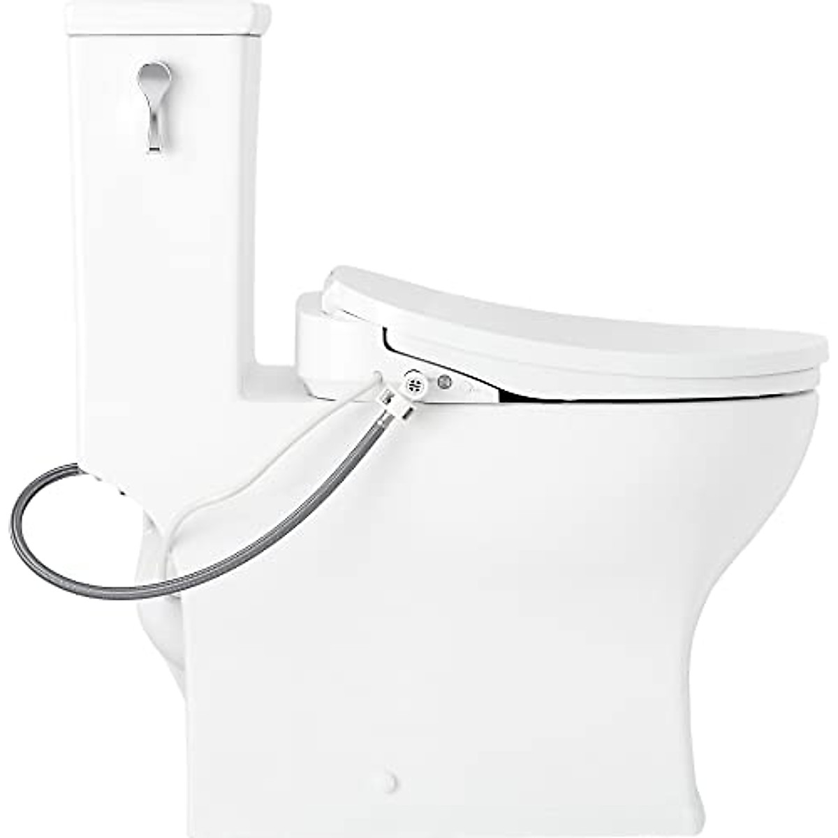 Signature Hardware 467007-B Carraway 1.28 GPF One Piece Elongated Chair Height Toilet with Left Hand Lever - Bidet Seat Included