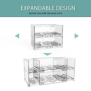 Plastic Water Bottle Organizer Rack, Expandable & Stackable Bin Holder for Insulated Tumbler Sports Flask Bottles Kids Water Bottle Travel Mug for Kitchen Cabinets Countertop Holds 12 Bottles, 2-Tier