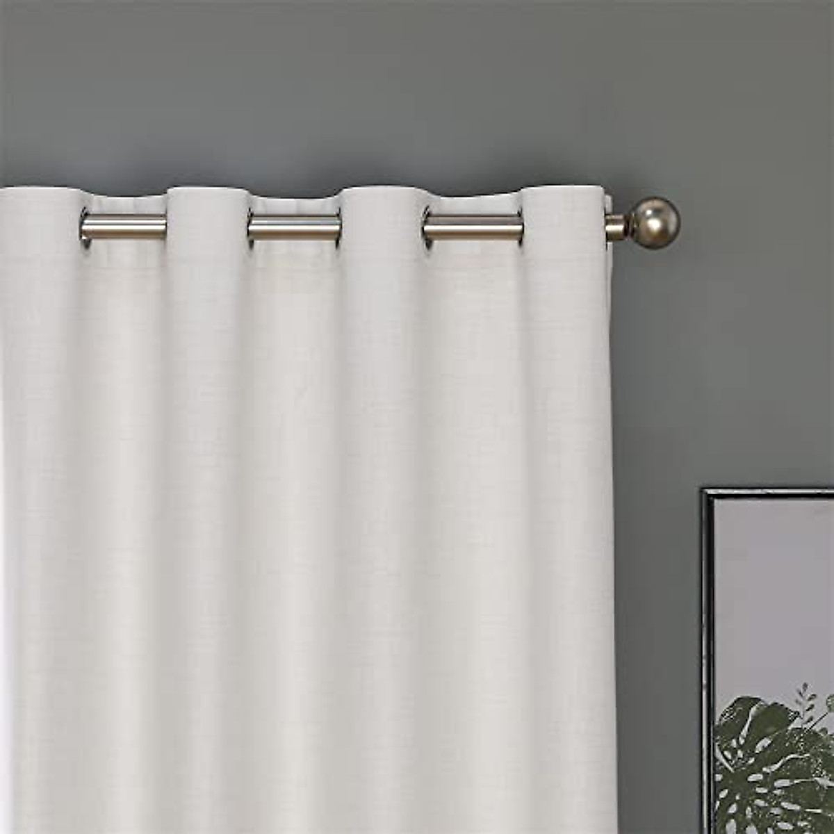 AMPHIWELL Textured Linen Blackout Curtains 90 Inches Long 100% Blackout Curtains Thermal Insulated Soundproof Grommet Curtains for Living Room Bedroom Curtains 2 Panel Sets, 52x90 Inch, Ivory