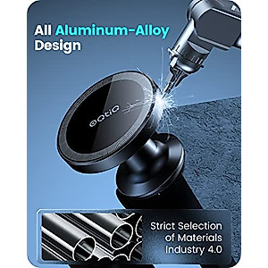 OQTIQ Compatible for MagSafe Car Mount, [Metal Body] Dashboard Phone Holder, [ Strong Magnets] Cell Phone Car Holder Compatible with Magsafe iPhone 14 13 Pro Max and All Phones