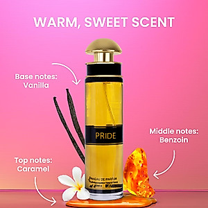 Pride for Women Eau De Parfum - Scents with Caramel, Warm Benzoin & Vanilla - Elegant Mix Ideal for Women Who Like Fragrances Sweet & Spicy - Precious For All Occasions - Elegant 100ml Bottle