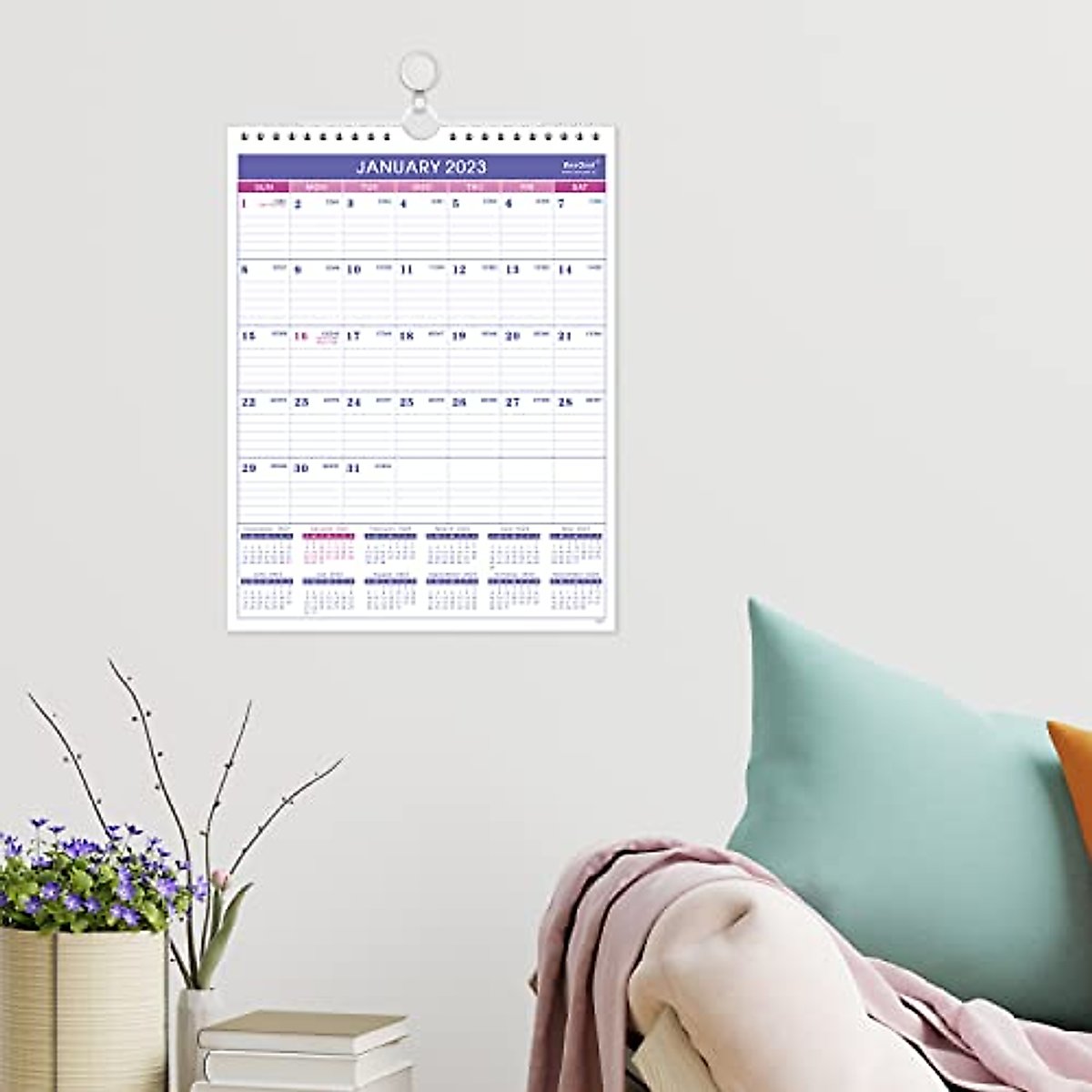2023-2024 Wall Calendar - 18 Months Calendar 2023-2024 from Jan. 2023 - Jun. 2024, 8.5" x 11", Twin-Wire Binding, Ruled Blocks with Julian Dates, Perfect Wall Calendar for Organizing