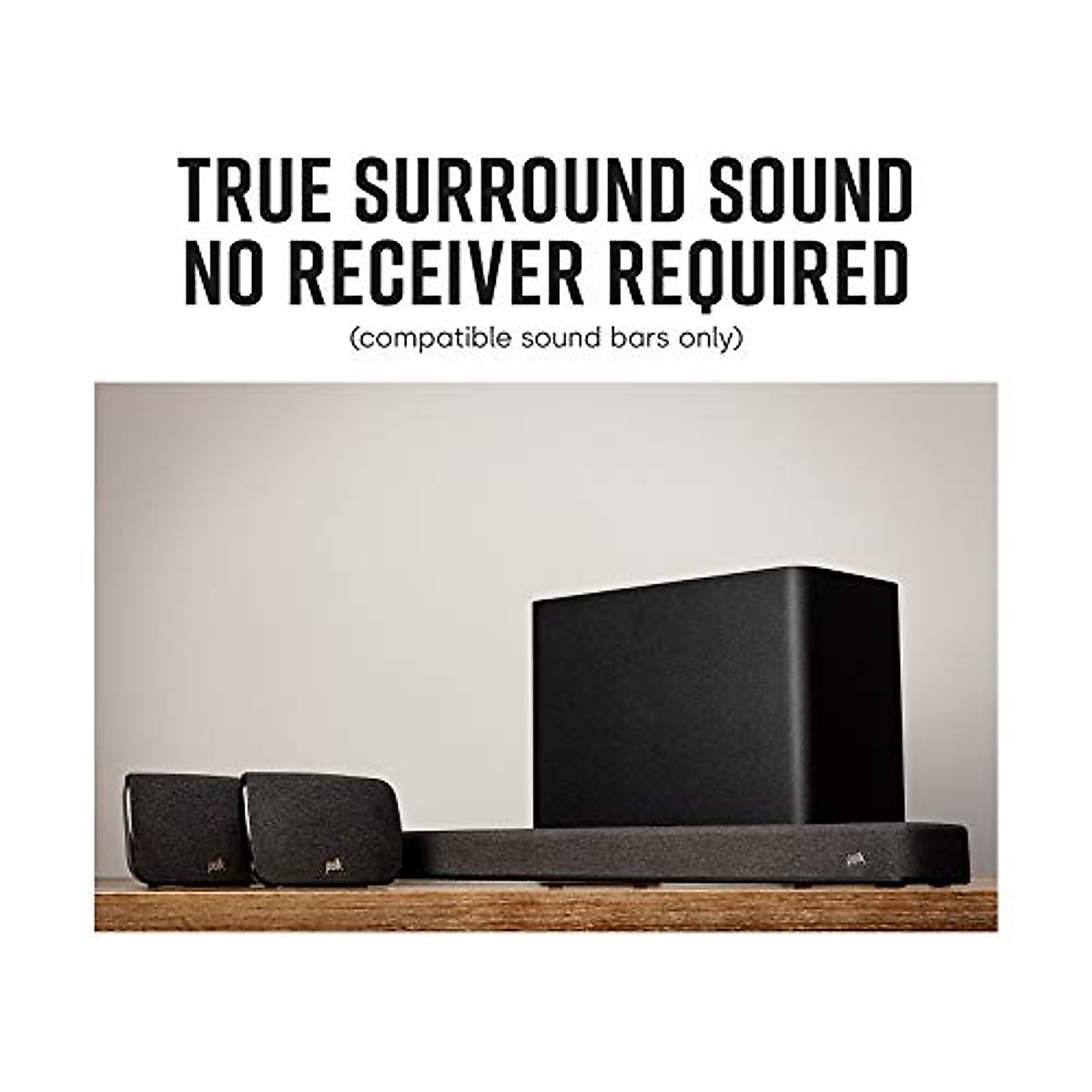 Polk SR2 Wireless Surround Sound Speakers for Select Polk React and Polk Magnifi Sound Bars - Immersive Surround Sound, Easy Set Up, Multiple Placement Options, 2 Count (Pack of 1)