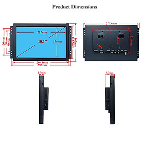 iChawk 10.1"inch Display 1280x800 16:10 Widescreen HDMI-in VGA USB Metal Shell Embedded Open Frame Support Linux Ubuntu Raspbian Debian OS Touch LCD Screen PC Monitor With Built-in Speaker K101MT-59RL