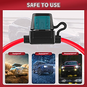 Inline Fuse Holder 12V 2 Pack, 16 AWG Waterproof Fuse Holder 11.8 Inch, in line Fuse Holders 12V with 2 Pcs Standard Car Fuses 15A Blade Fuse Holder for Automotive, Marine by XIOGZAXI