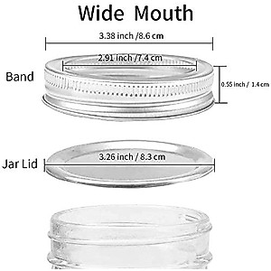 60Pcs Wide Mouth Mason Jar Canning Rings, Replacement Rings or Tops Durable & Rustproof Tinplate Metal Bands/Rings for Mason Jar (Silver/87 MM)