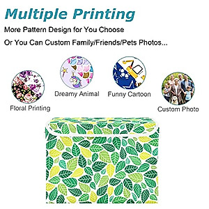 CaTaKu Abstract Leaf Storage Bins with Lids and Handles, Fabric Large Storage Container Cube Basket with Lid Decorative Storage Boxes for Organizing Clothes