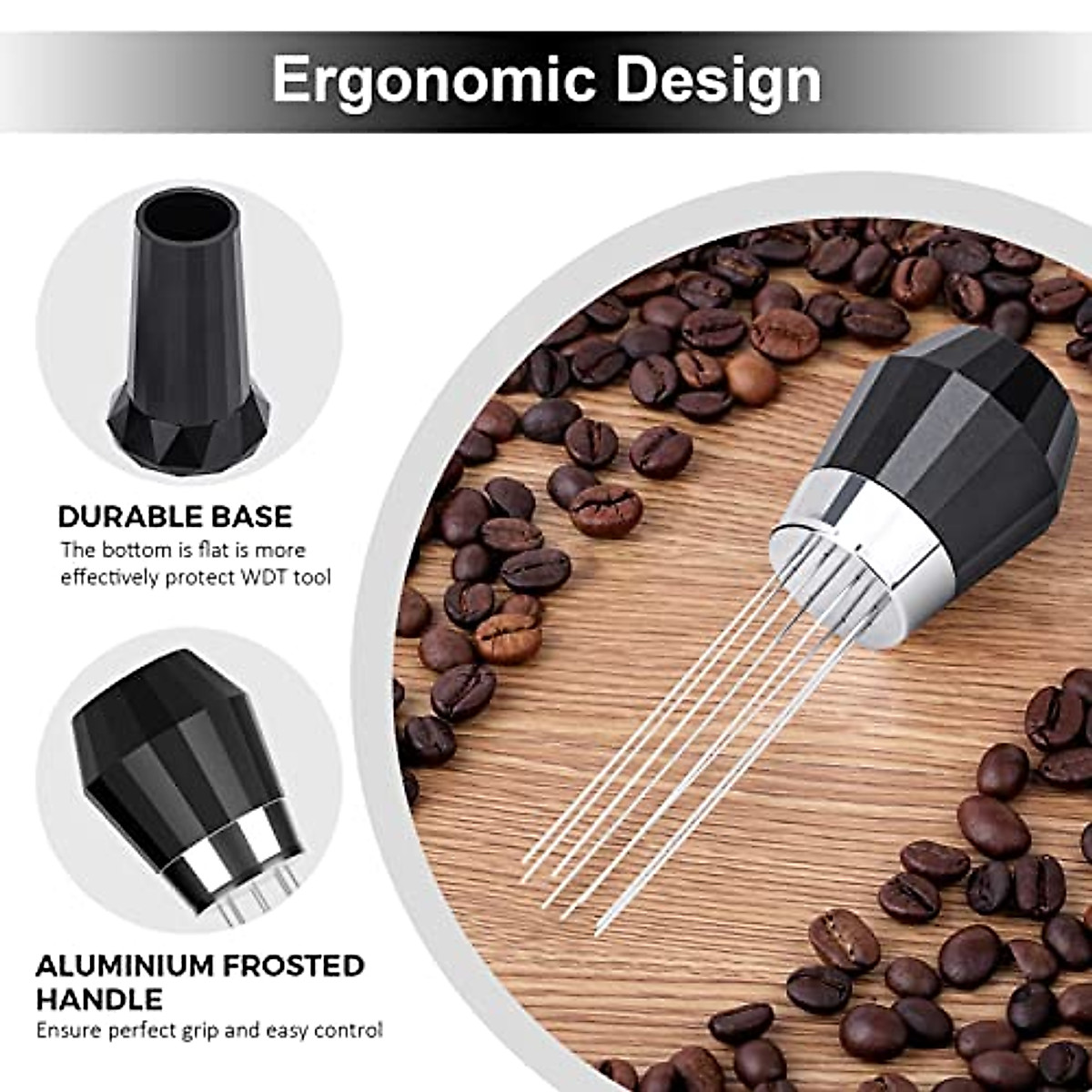 WDT Espresso Tools,Espresso Coffee Stirrer, 8x 0.6mm 304 Stainless Steel Needles Installed with 4 Extra needles for Espresso Stirrer Replacement