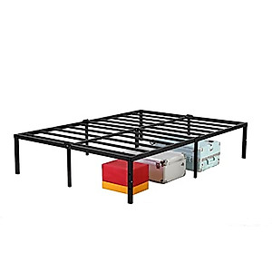 LIJQCI 16 Inch Queen Bed Frame, Metal Platform Bed Frames 3000 lbs Heavy Duty Steel Slat Support Easy Assembly Mattress Foundation Noise Free No Box Spring Needed, Black