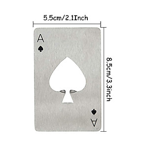 CUGBO 20Pcs Bottle Opener, Stainless Steel Credit Card Size Beer Opener Cap, Ace of Spades Casino Poker Shaped Can Opener for Your Wallet, Suits for Family Bar Party Tools