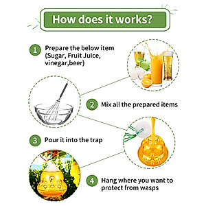 Wasp Trap Outdoor Hanging, Bee Traps Catcher, Effective Outdoor Wasp Killer Insect Catcher, New Upgrade Non-Toxic Reusable Hornet Yellow Jacket Trap (Orange, 2 Pack)