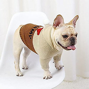 Neiwech Dog Clothes Pet Dog Hooded Sweater Soft Warm Knitwear I Love Mammy Sweatshirt for Puppy Small Dogs (Mika, L)