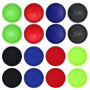BQSPT 16 Pieces Air Hockey Pucks 2.5 Inch 64mm Heavy Replacement Pucks Air Hockey Tables Pucks Multicolor for Game Tables Equipment Accessories(8 Thick 12 Grams and 8 Thin 7 Grams)