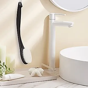 Exfoliating Shower Brush, Bath Body Brush, Never Mold Back Brush Long Handle for Shower, Dry Brushing Body Brush or Wet Brush with Moderate Bristles Black