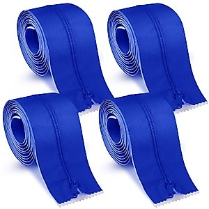 Tigeen Heavy Duty Zipper for Dust Barriers 7 ft x 3 Inch Zipper Tape Greenhouse Zipper Construction Zipper Door Self Adhesive Zipper for Greenhouse Tent Accessories(Blue,4 Roll)