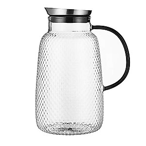 Purefold 80 ounces “Pineapple Series” Glass Pitcher with Stainless Steel Lid, Hot and Cold Water Carafe, Fruit Tea Coffee Maker, Ice Tea Pitcher, Juice Jar