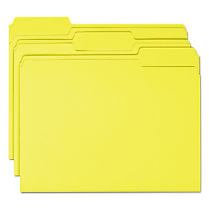 Smead 12943 File Folders 1/3 Cut Top Tab Letter Yellow 100/Box