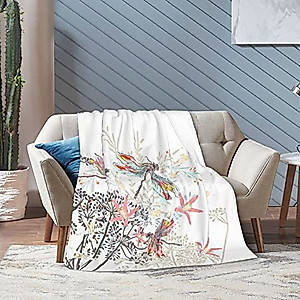 Futtspai Dragonfly Gifts for Women,Dragonfly Gifts,Dragonfly Blanket,Throw Blanket for Couch,Dragonfly Gifts Dragonfly Decor,Comfortable Flannel Warm Winter Blanket for Sofa Sofa Bed,60x80in