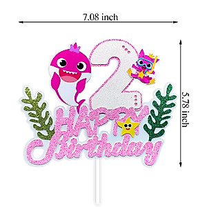 SELPONT Topper 2nd Birthday Girl, Shark Cake Topper 2,