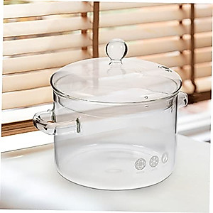 Cabilock Soup Pot French Onion Pans with Lids Korean Ramen Pot Melting Chocolate Pot Glass Pans for Cooking Glass Onion Kitchen Essentials Glass Instant Noodle Pot Double Ear Stew Pot Milk